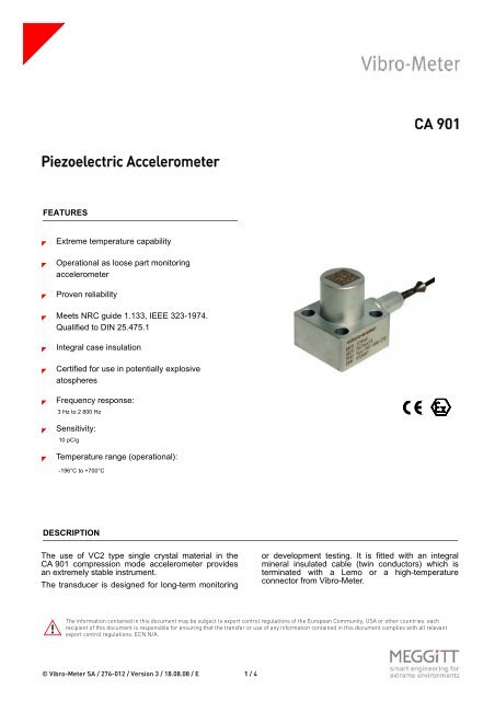 CA 901 accelerometer datasheet - Vibro-Meter