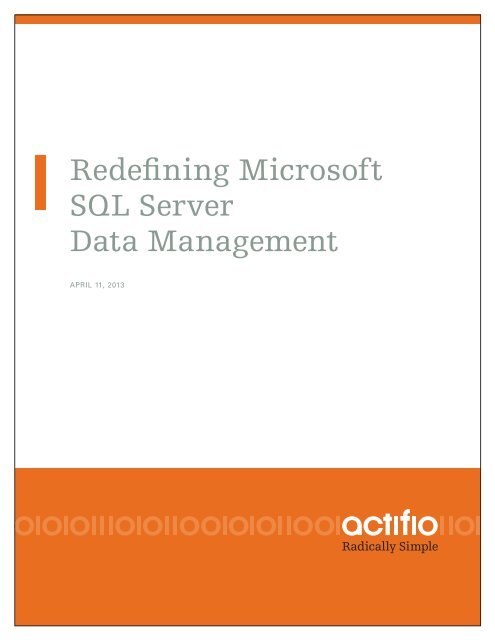 Redefining Microsoft SQL Server Data Management - Actifio