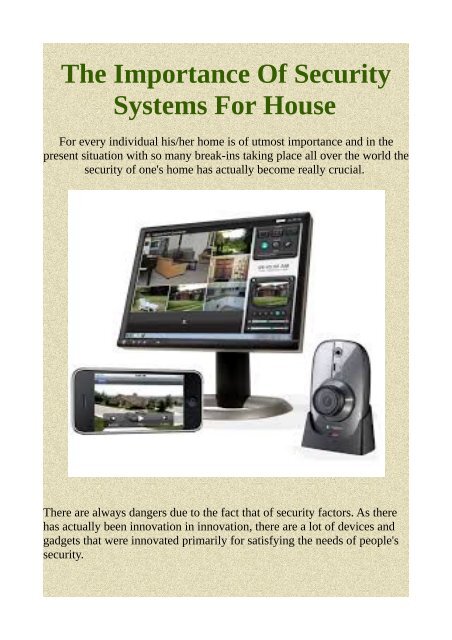 The Importance Of Security Systems For House