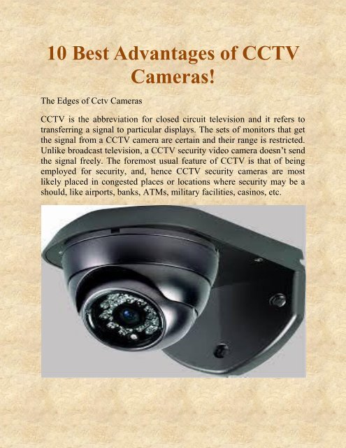 10 Best Advantages of CCTV Cameras!