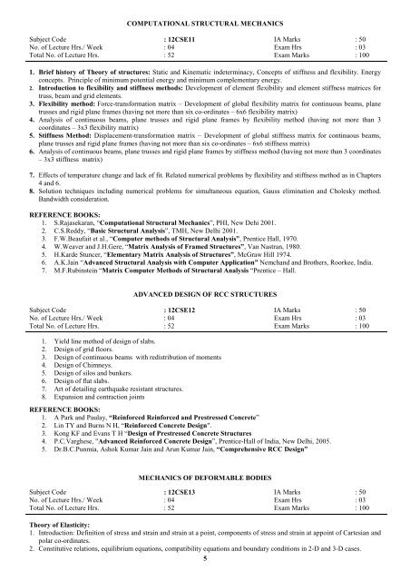 5 COMPUTATIONAL STRUCTURAL MECHANICS Subject Code ... 5 COMPUTATIONAL STRUCTURAL MECHANICS Subject Code ...