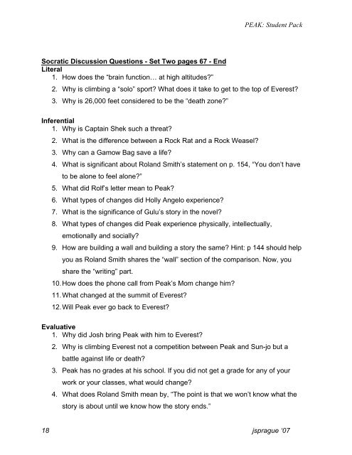 PEAK: Student Pack Socrat