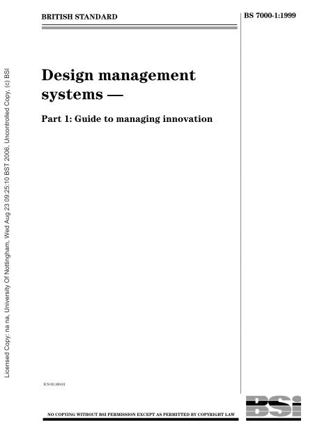 Design management systems – Part 1: Guide to managing innovation