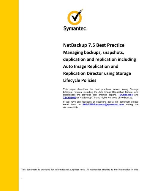 NetBackup 7.5 Best Practice - Using Storage Lifecycle Policies