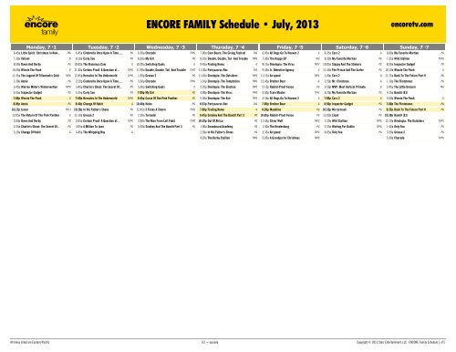 ENCORE FAMILY Schedule - July, 2013 - Starz
