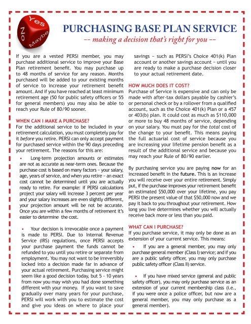 PURCHASING BASE PLAN SERVICE - PERSI