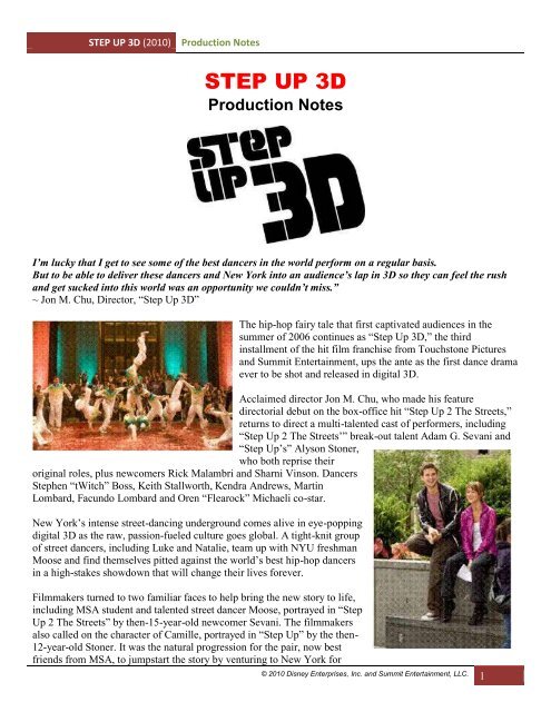 STEP UP 3D - Visual Hollywood