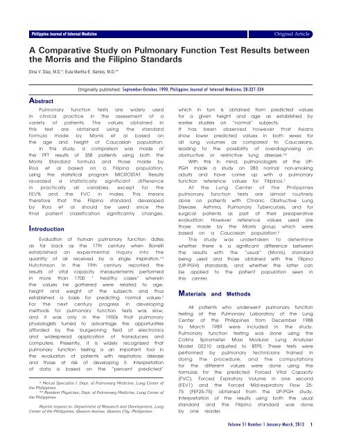 A Comparative Study on Pulmonary Function Test Results between ...
