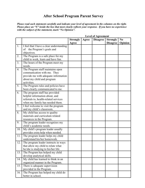 After School Program Parent Survey after-school-program-parent-survey