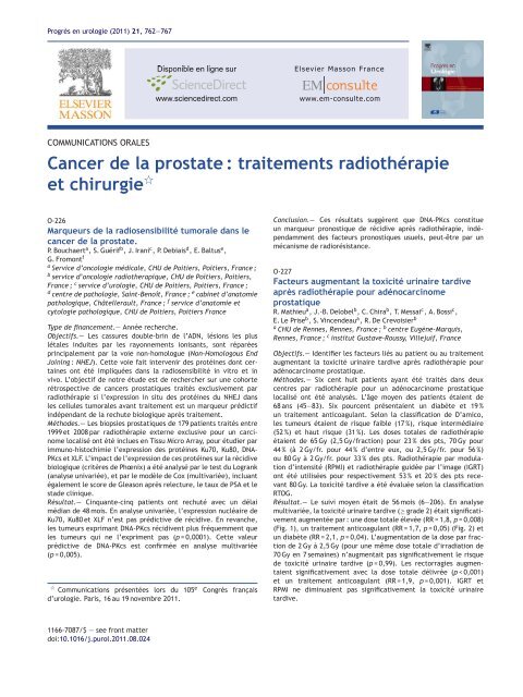 Cancer de la prostate : traitements radiothÃ©rapie et ... - Urofrance
