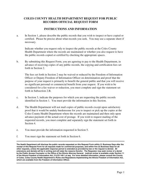FOI Request Form - Coles County
