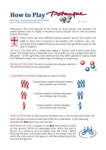 rules of individual shooting competition - English Petanque ...