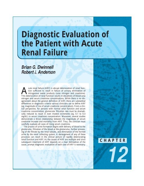 Diagnostic Evaluation of the Patient with Acute Renal Failure