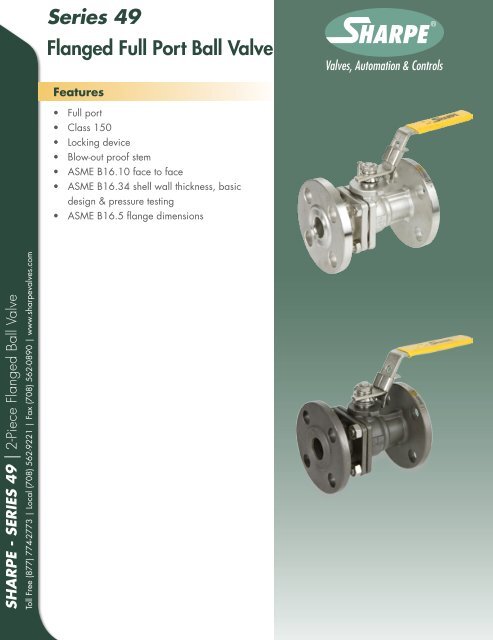 Series 49 Flanged Full Port Ball Valve - SharpeÂ® Valves
