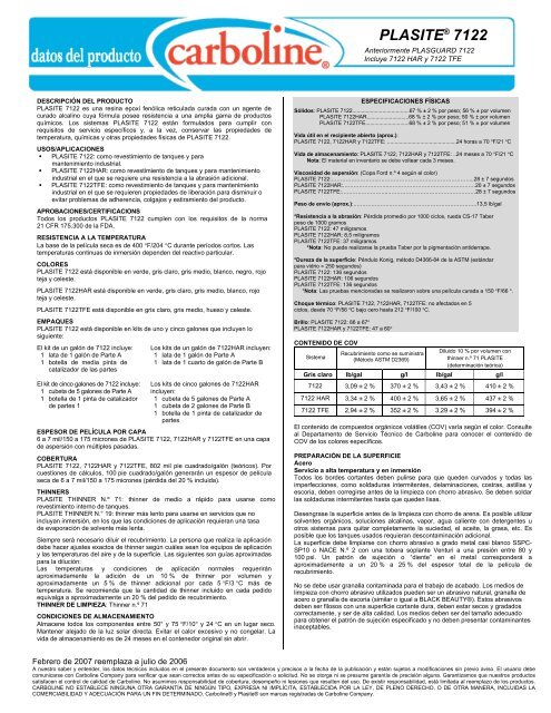 PLASITE® 7122 - Carboline