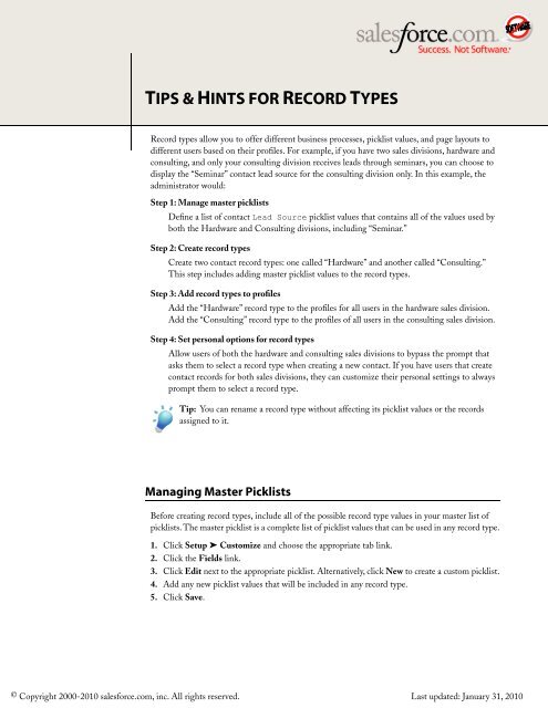 Record Types Cheat Sheet