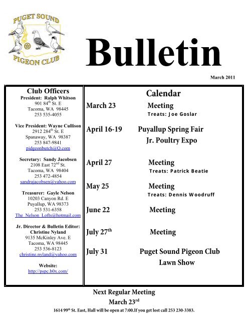 Bulletin - Puget Sound Pigeon Club
