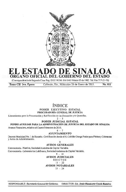 EL ESTADO DE SINALOA