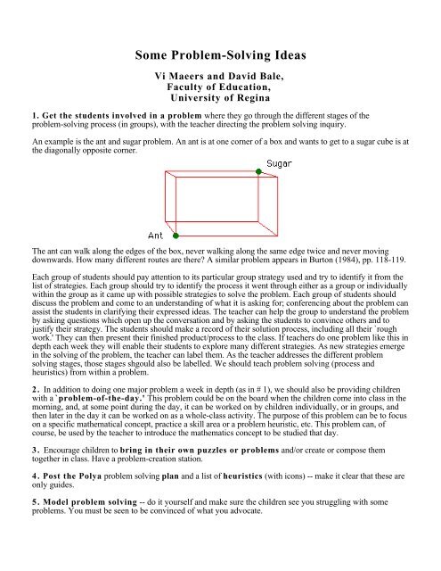 Some Problem-Solving Ideas - Math Central - University of Regina