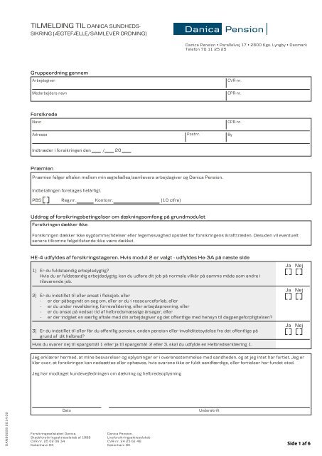 Sundhedssikring - Ã¦gtefÃ¦lle/samlevet/partner - Danica Pension