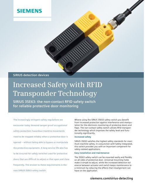 Increased Safety with RFID Transponder Technology - Siemens ...