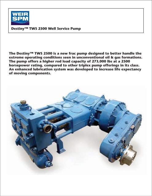 TWS 2500 DESTINY PUMP - LR - FRONT - Weir Oil & Gas Division