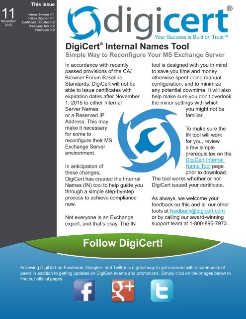 DigiCert Internal Names Tool