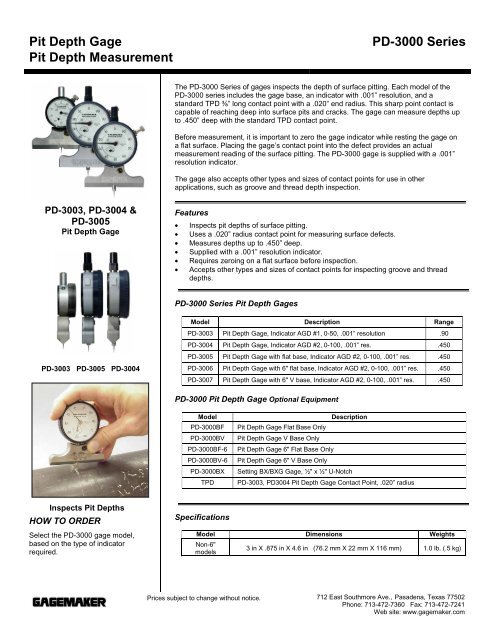 View Datasheet - Gagemaker