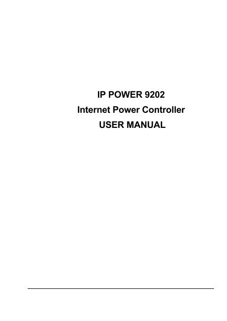 IP POWER 9202 Internet Power Controller USER ... - Wistec.co.za