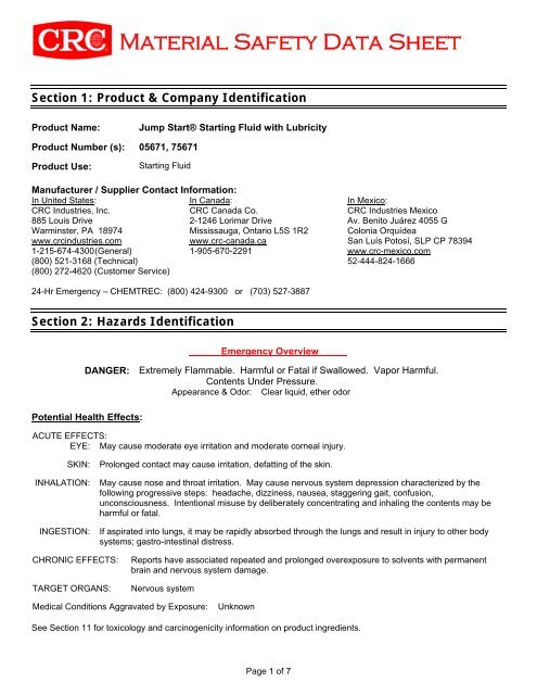 MSDS - CRC Industries