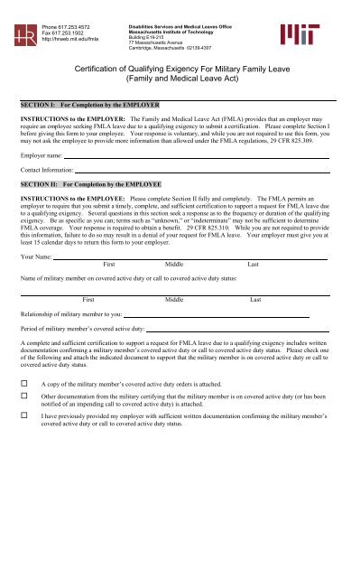 Certification of Qualifying Exigency For Military Family Leave (Family ...