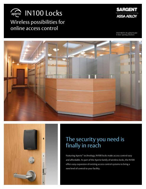 SARGENT IN100 Locks - Access Control Solutions from ASSA ABLOY