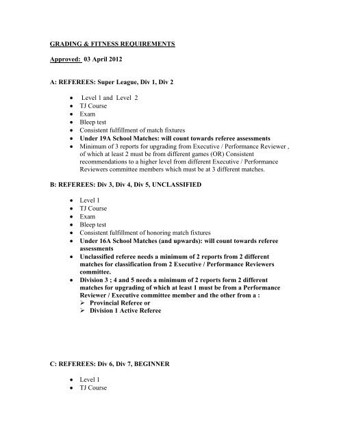 Grading Criteria - WP Rugby Referee
