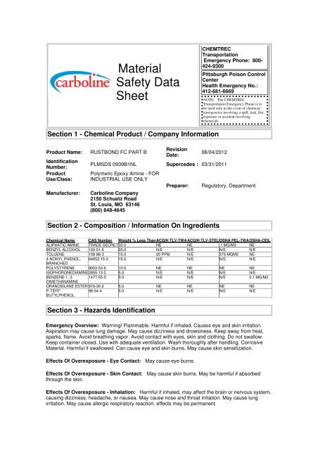 Rustbond FC MSDS - Carboline