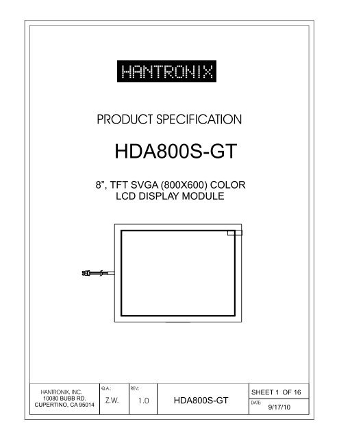 HDA800S-GT - Hantronix, Inc