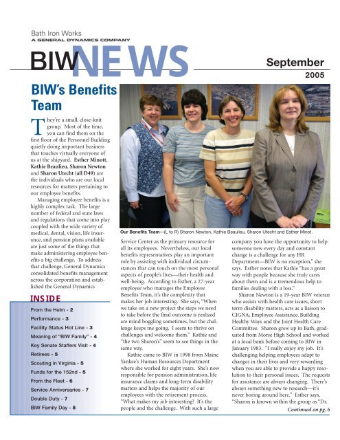 BIW's Benefits Team - Bath Iron Works
