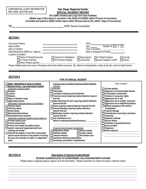 For SDRC Vendors and Long - San Diego Regional Center