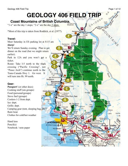 BC Field Trip Guide - Geology