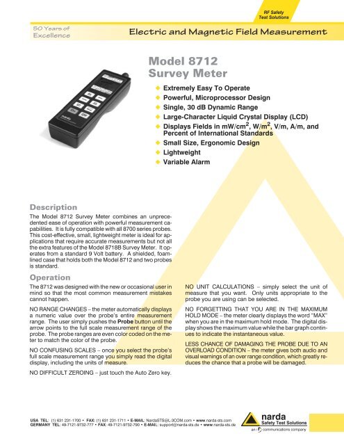 Model 8712 Survey Meter - Narda Safety Test Solutions