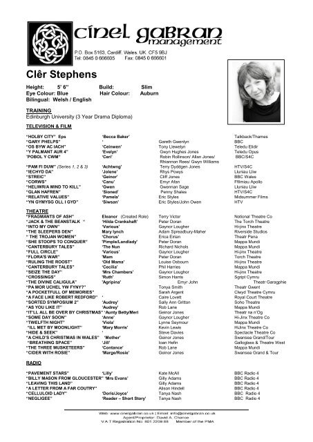CLER STEPHENS - Cinel Gabran Management