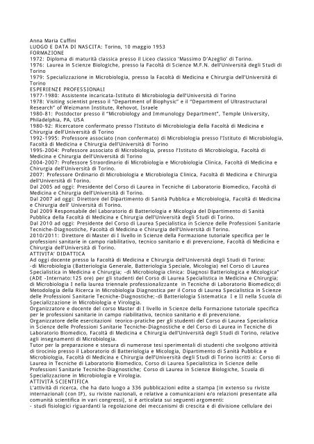 Anna Maria Cuffini LUOGO E DATA DI NASCITA - Università degli ...