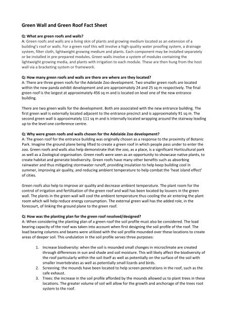 Green Wall and Green Roof Fact Sheet