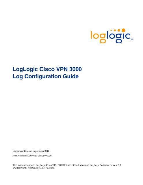 LogLogic Cisco VPN 3000 Log Configuration Guide