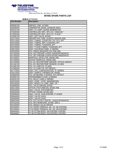 Model 700E - Teledyne API
