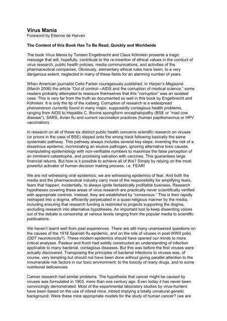 Foreword by Etienne de Harven, MD (PDF) - Torsten Engelbrecht ...