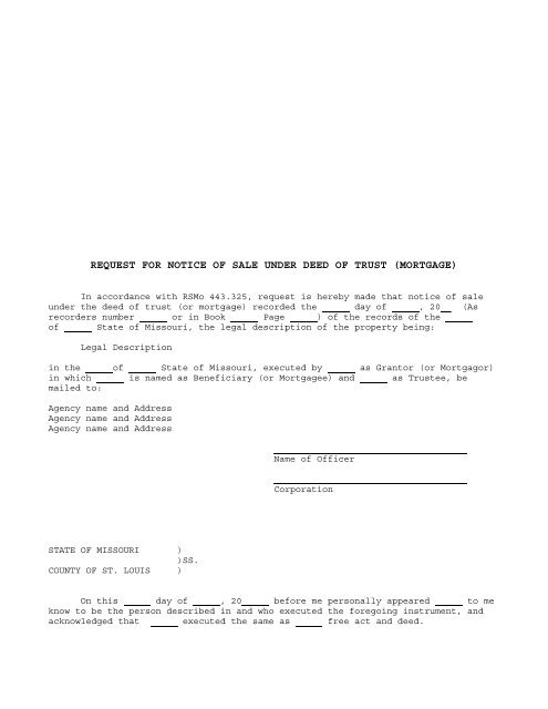 REQUEST FOR NOTICE OF SALE UNDER DEED ... - St. Louis County