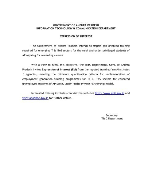 GOVERNMENT OF ANDHRA PRADESH ... - AP Online