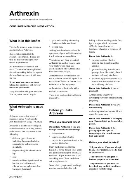 Arthrexin - Chemist Australia