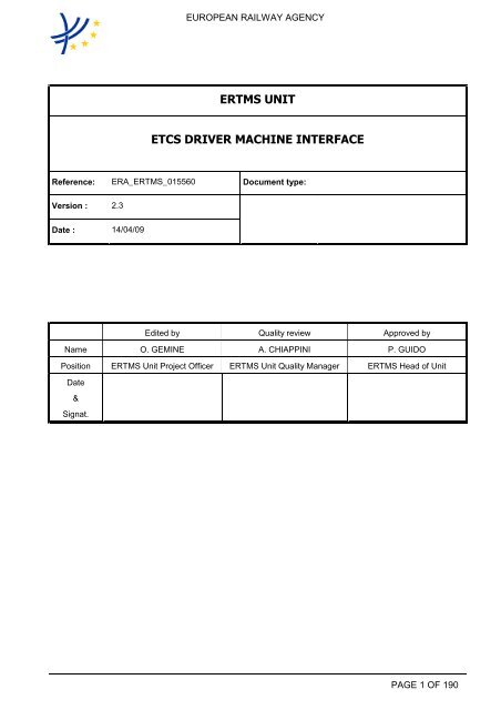 ERTMS UNIT ETCS DRIVER MACHINE INTERFACE