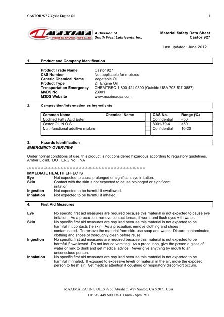 Castor 927.pdf - Maxima Racing Lubricants